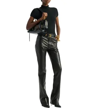 Balmain Leather High-waisted Trousers