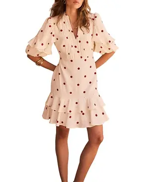 Mint Velvet Polka Dot Mini Dress - Red