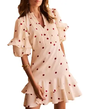 Mint Velvet Polka Dot Mini Dress With Ruffled Details