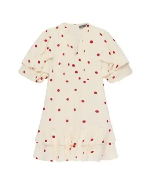 Mint Velvet Polka Dot Mini Dress With Ruffled Details
