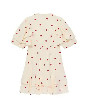 Mint Velvet Polka Dot Mini Dress With Ruffled Details