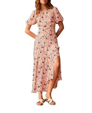 Mint Velvet Printed Puff Sleeve Maxi Dress - Red