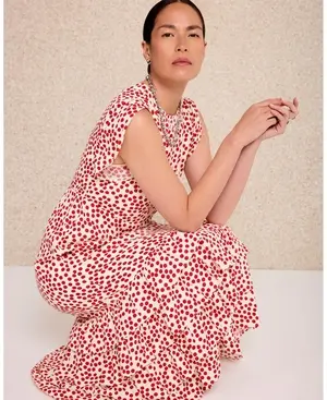 Mint Velvet Polka Dot Ruffle Hem Midi Dress