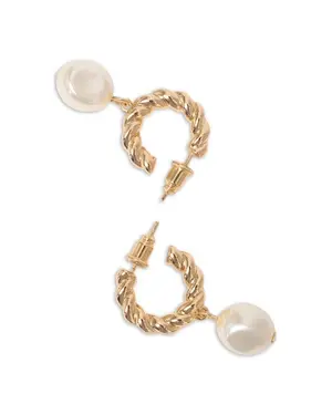 Maje Imitation Pearl Twisted Hoop Earrings, 1l