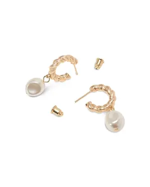 Maje Imitation Pearl Twisted Hoop Earrings, 1l