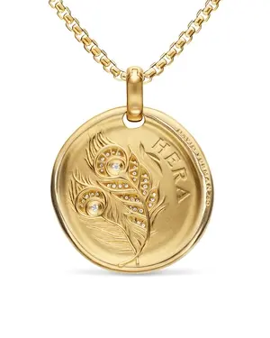 David Yurman Hera Medallion Amulet In 18k Yellow With Diamonds - Gold