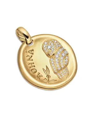 David Yurman Athena Medallion Amulet In 18k Yellow With Diamonds - Gold