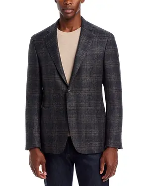 Canali Kei Tonal Plaid Trim Fit Sport Coat - Charcoal
