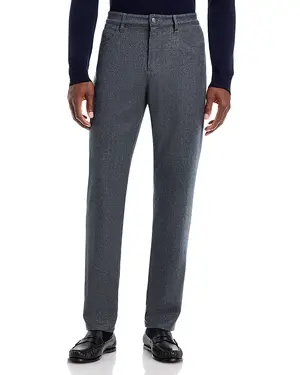 Canali Regular Fit Flannel Five Pocket Trousers - Grey