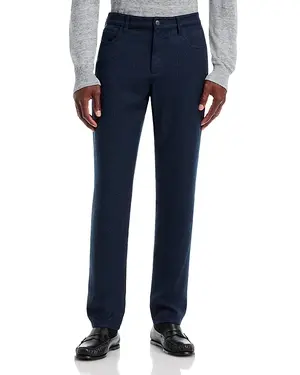 Canali Regular Fit Flannel Five Pocket Trousers - Navy