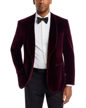 Canali Sienna Velvet Shawl Tuxedo Jacket Burgundy