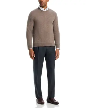 Canali Regular Fit Pleat Flannel Trousers - Charcoal