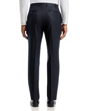 Canali Capri Regular Fit Flat Front Flannel Trousers - Charcoal