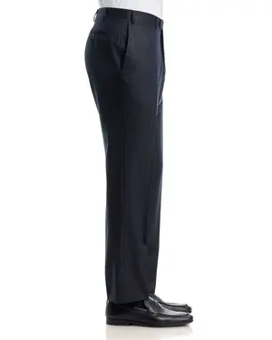 Canali Capri Regular Fit Flat Front Flannel Trousers - Charcoal