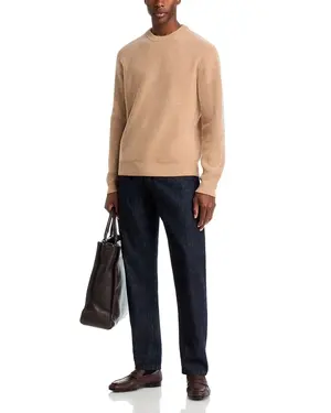 Canali Wool & Cashmere Ribbed Knit Crew Sweater