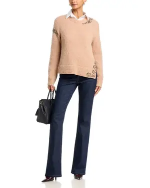 Cinq À Sept Crystal Embellished Knit Sweater