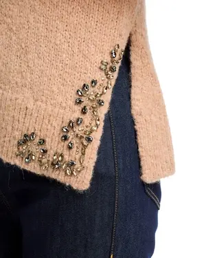 Cinq À Sept Crystal Embellished Knit Sweater