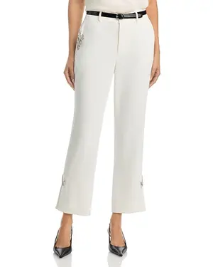 Cinq À Sept Kerry Rhinestone Pin Cropped Pants - Ivory