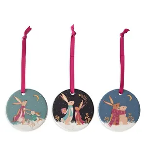 PORTMEIRION Sara Miller Woodland Tales Christmas Decorations, Assorted, Set Of 3 - Blue