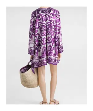 Dolce & Gabbana Graphic Print Long Sleeve Dress
