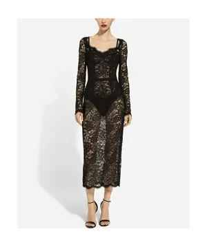 Dolce & Gabbana Floral Lace Midi Dress