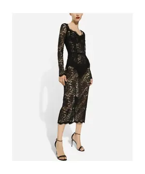 Dolce & Gabbana Floral Lace Midi Dress