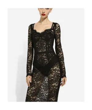 Dolce & Gabbana Floral Lace Midi Dress