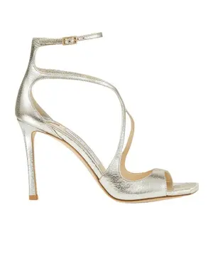 JIMMY CHOO Champagne Glitter Leather Sandals - White