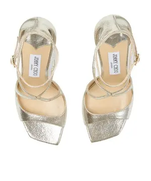 JIMMY CHOO Champagne Glitter Leather Sandals