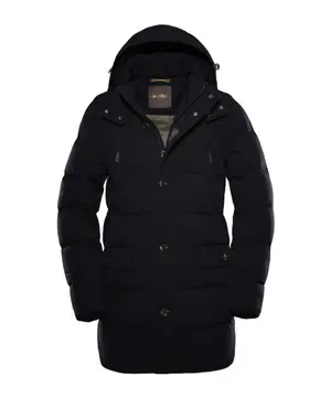 MOORER Button-down Hooded Down Coat - Dark Blue