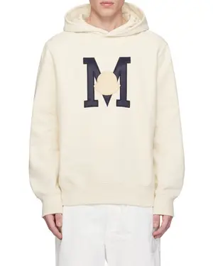 Moncler Logo Embroidered Long-sleeved Hoodie - Off-white