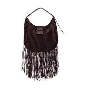 JIMMY CHOO Zippered Shoulder Bag - Wine Red