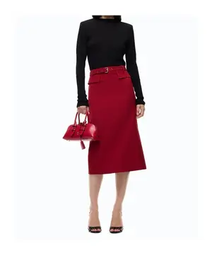 Pinko Belted Slit-detail Midi Skirt