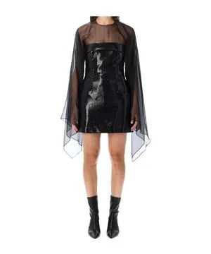 Alberta Ferretti Alberta Ferretti Strapless Sequin Mini Dress With Shawl Detail No