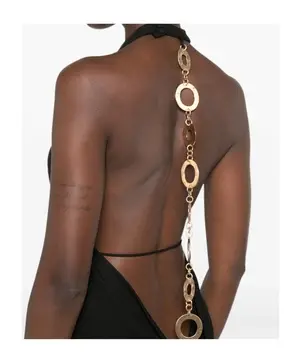 Cult Gaia Open Back Maxi Camisole Dress With Gold-tone Chain Detail - Black