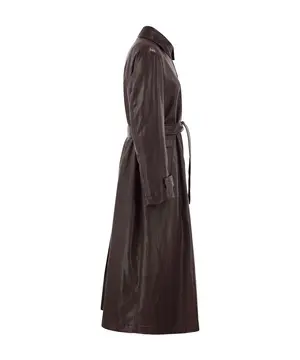 Herno Long Belted Leather-effect Coat