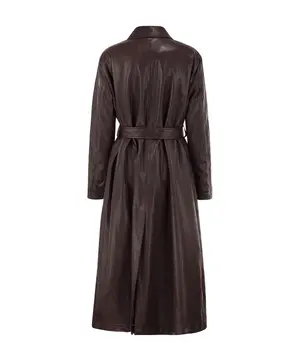 Herno Long Belted Leather-effect Coat