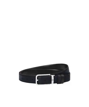 Montblanc 30 Mm Reversible Belt With Rectangular Buckle - Midnight Blue