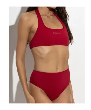Balmain Halter Neck Two-piece Swimsuit With Letter Details