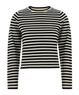 Extreme Cashmere Striped Knit Top - Black