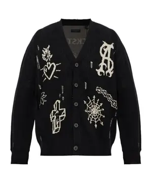 ALLSAINTS V-neck Long-sleeve Knit Top With Graphic Pattern
