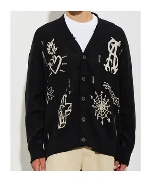 ALLSAINTS V-neck Long-sleeve Knit Top With Graphic Pattern