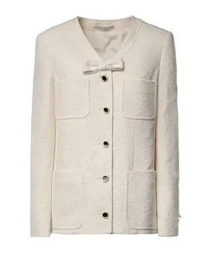 Alessandra Rich Bow Detail Textured Blazer