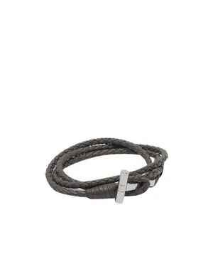 TOM FORD Woven Leather Bracelet With Metal Detailing