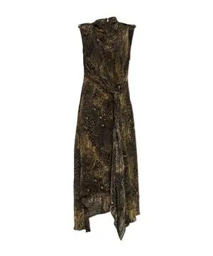 ALLSAINTS Sleeveless Asymmetrical Hem Printed Dress - Green