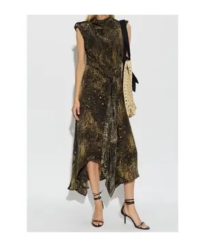 ALLSAINTS Sleeveless Asymmetrical Hem Printed Dress