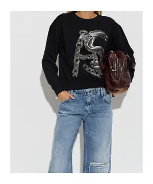 ALLSAINTS Embellished Crew Neck Long Sleeve Sweatshirt