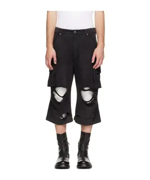 424 FAIRFAX Ripped Bermuda Shorts - Black