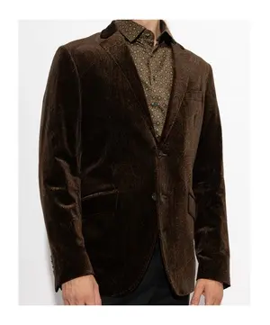 Etro Single-breasted Jacket In Arnica Motif Stretch Cotton Velvet