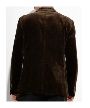 Etro Single-breasted Jacket In Arnica Motif Stretch Cotton Velvet